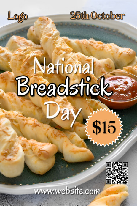 Plantilla de Brown Pastel National Breadstick Day Poster | PosterMyWall