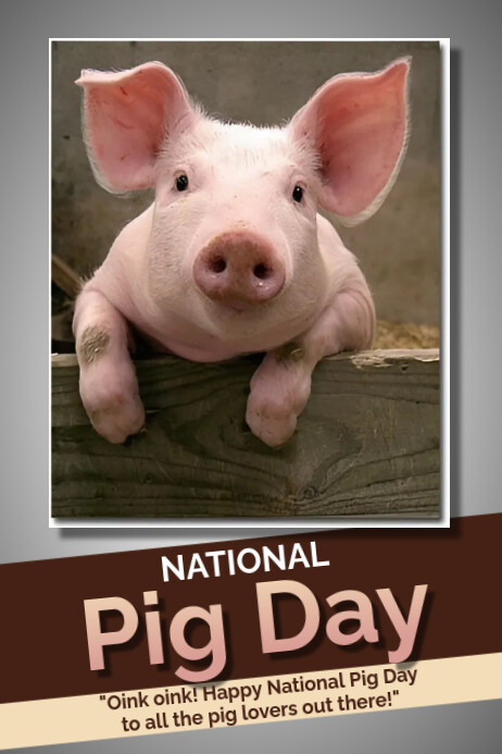 Brown Pastel National Pig Day Poster Template | PosterMyWall