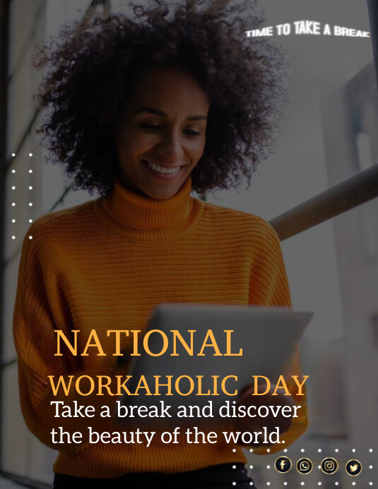 Plantilla de Brown Pastel National Workaholic Day Flyer ( | PosterMyWall