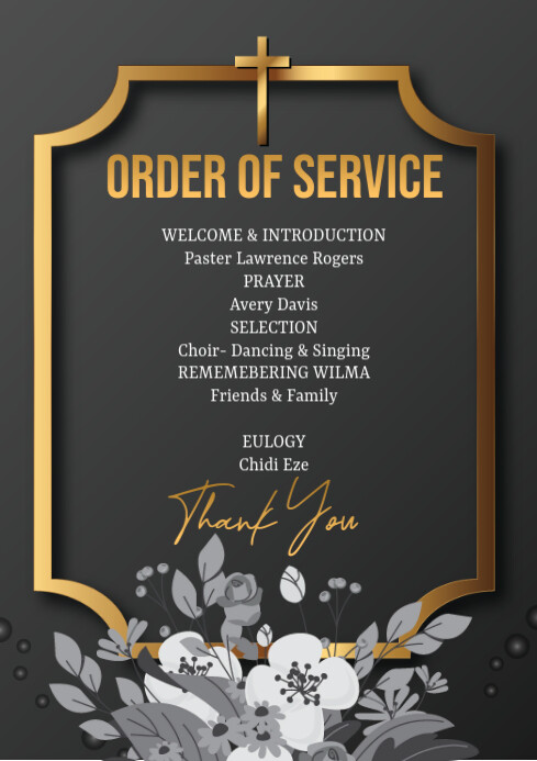 Brown Pastel Order Of Service Template A4 | PosterMyWall