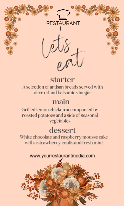 Brown Pastel Restaurant Menu Us Legal Template | PosterMyWall