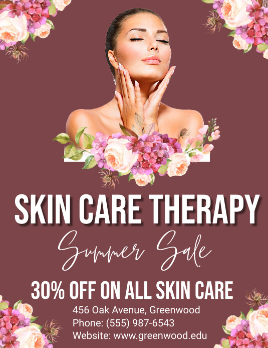 Brown Pastel Skin Care Therapy Flyer (us Lett Template | PosterMyWall