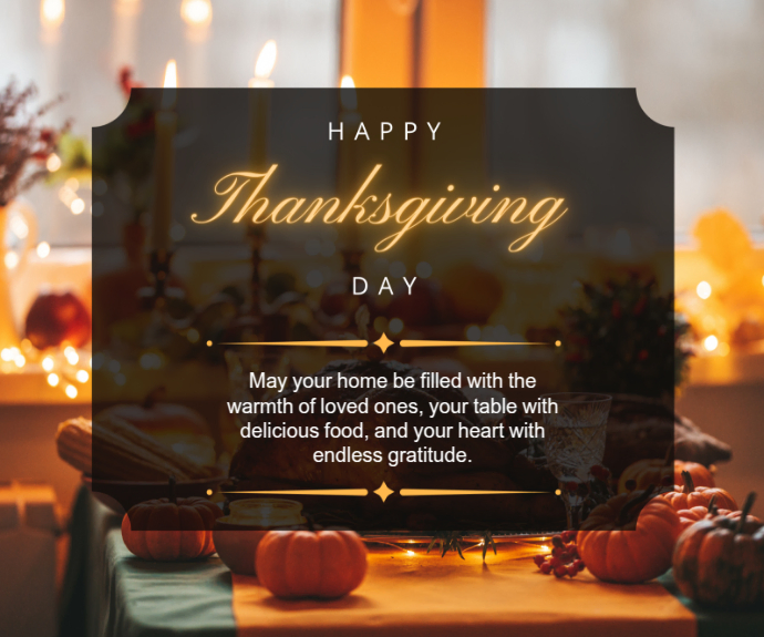 Brown Pastel Warm Thanksgiving Dinner Table Poster With Gratitude Quote ...