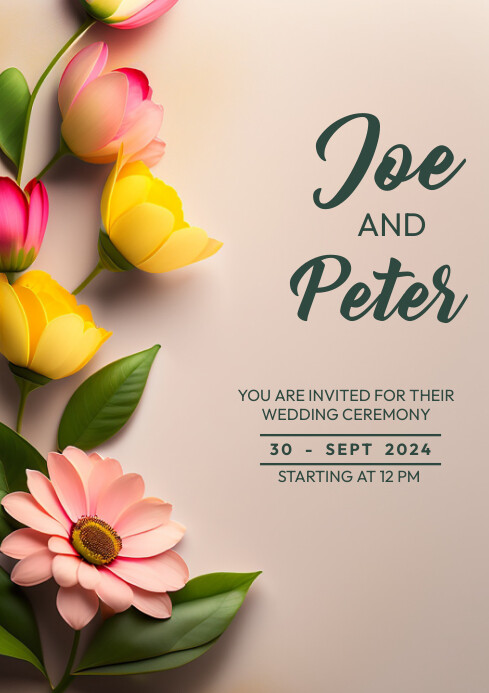 Brown Pastel Wedding Invitation Greeting Card Template | PosterMyWall