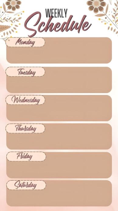 Brown Pastel Weekly Schedule Planner – Minimal 6-day Organizer Template ...