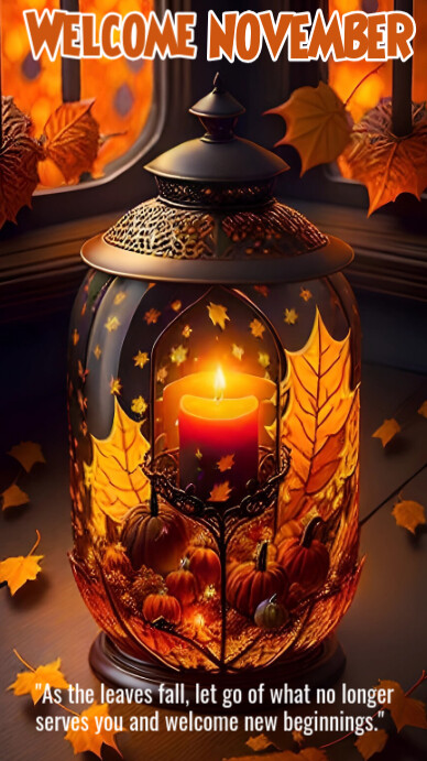 Brown Pastel Welcome November Digital Display (9:16) Template ...