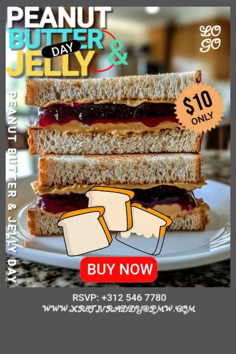 Copy of Brown Peanut Butter Jelly Day Poster | PosterMyWall