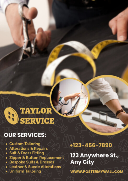 Brown Profesional Tailor Service A4 Template | PosterMyWall