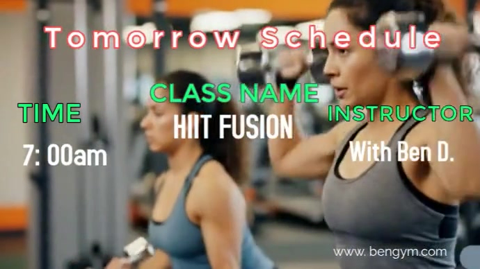Brown Professional Animated Hd Gym Class Schedule Digital Signage Video ...