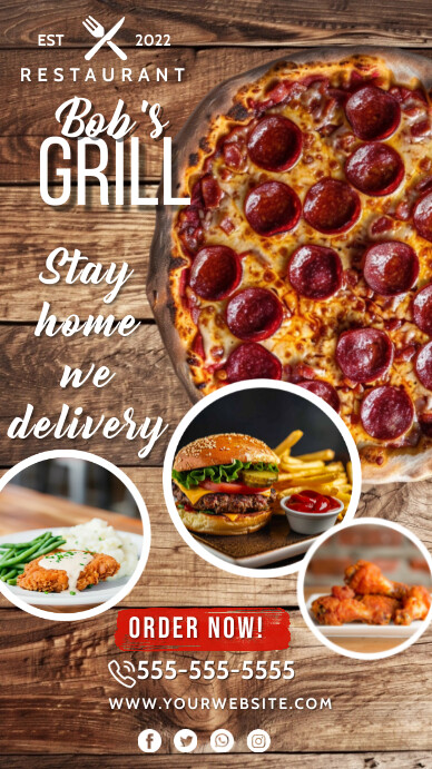 Brown Professional Bar And Grill, Bar & Grill Template | PosterMyWall