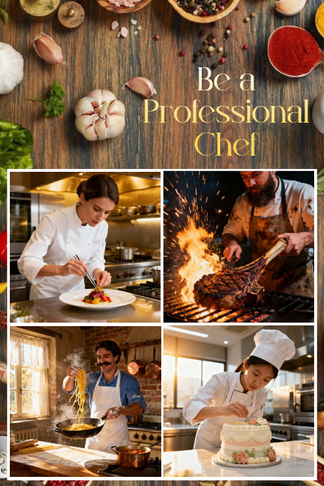 Brown Professional Be A Professional Chef Poster Template | PosterMyWall
