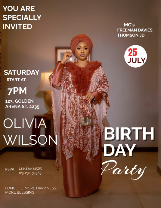 Copy of Brown Professional Birthday Party Invitation | PosterMyWall