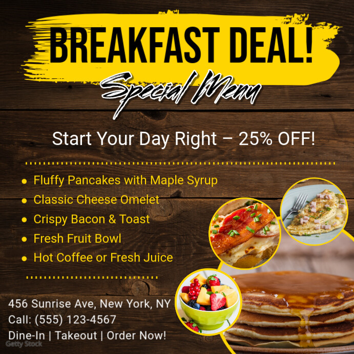 Brown Professional Breakfast Deal Instagram Post Template | PosterMyWall