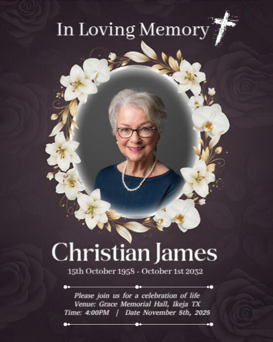 Brown Professional Burial Flyer Instagram Portrait Template | PosterMyWall