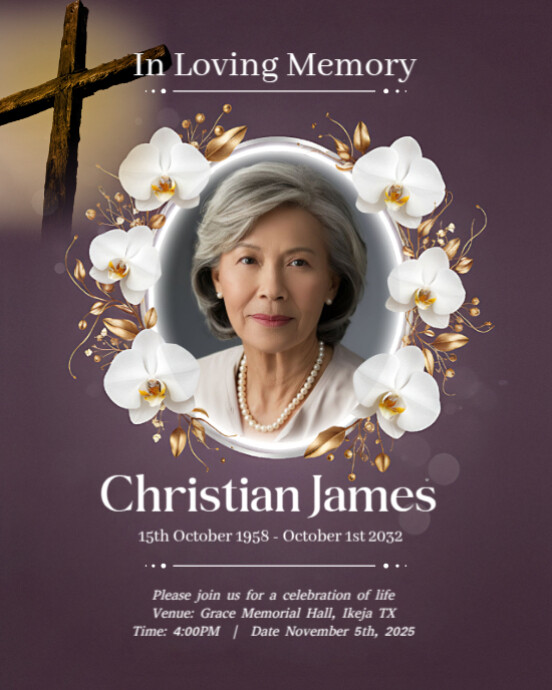 Brown Professional Burial Flyer Instagram Portrait Template | PosterMyWall