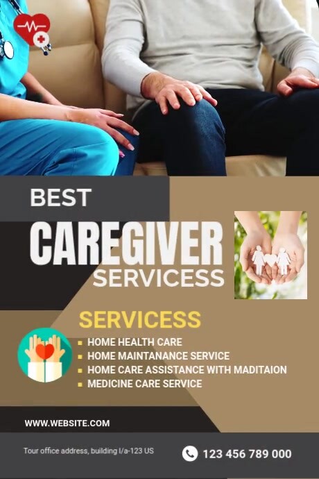 Brown Professional Caregiver Service Tumblr Template | PosterMyWall
