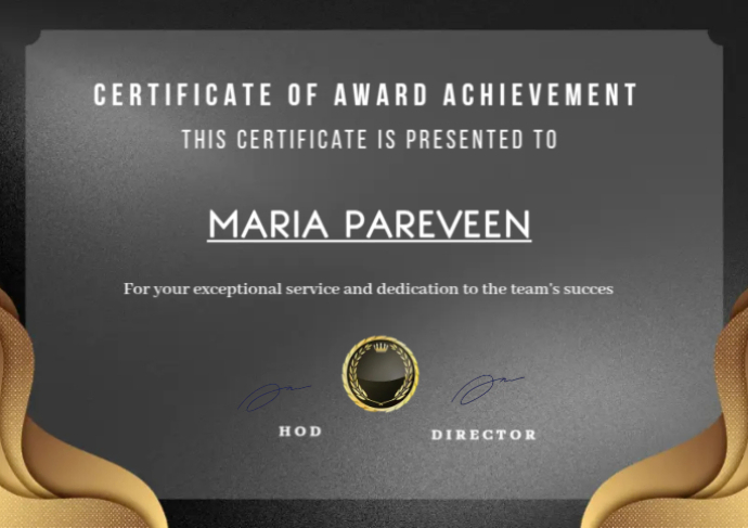 Brown Professional Certificate For Achievement A2 Template | PosterMyWall