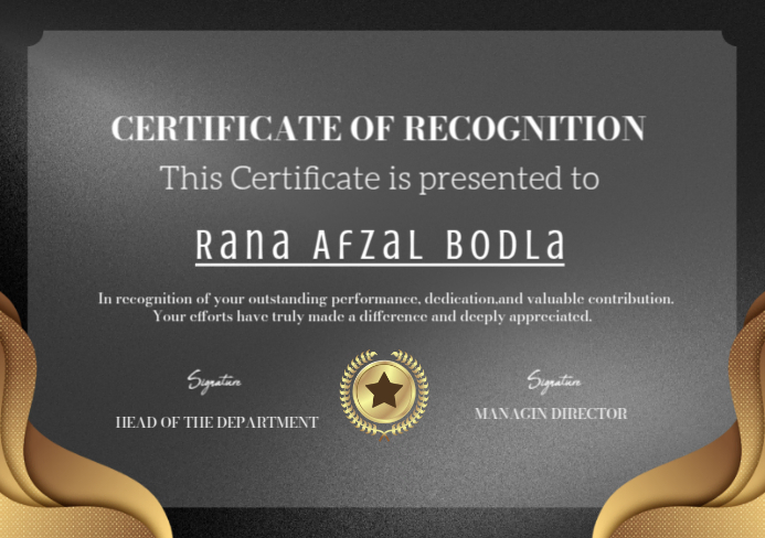 Brown Professional Certificate Of Recognition A5 Template | PosterMyWall