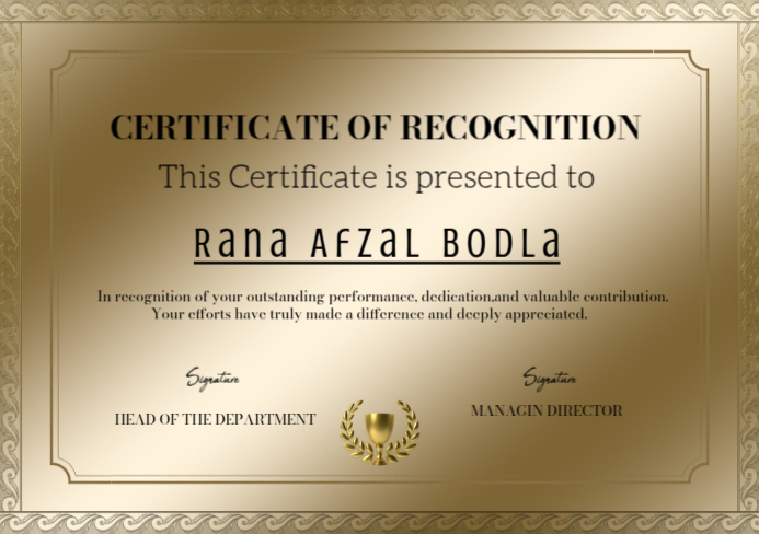Brown Professional Certificate Of Recognition Editable Customizable A5 ...