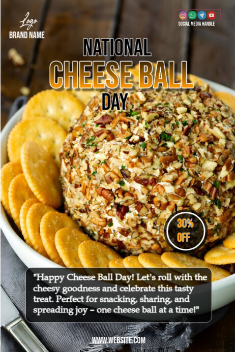 Copy of Brown Professional Cheese Ball Day Poster | PosterMyWall