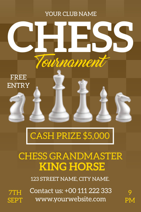 Brown Professional Chess Tournament Flyer Tem Template | PosterMyWall