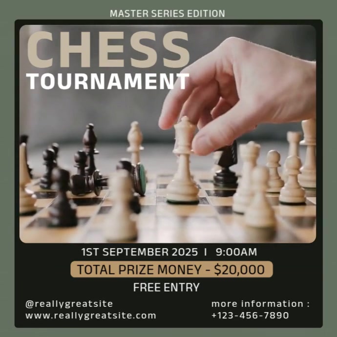 Brown Professional Chess Tournament Instagram Post Template | PosterMyWall