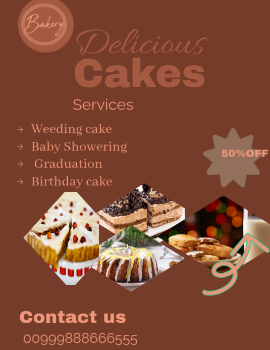 Brown Professional Delicious Cakes Flyer (us Letter) Template ...
