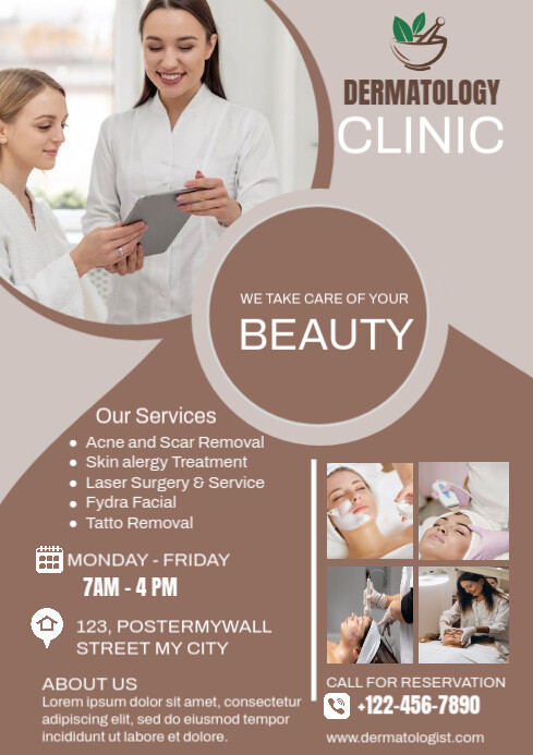 Brown Professional Dermatology Poster A4 Template | PosterMyWall