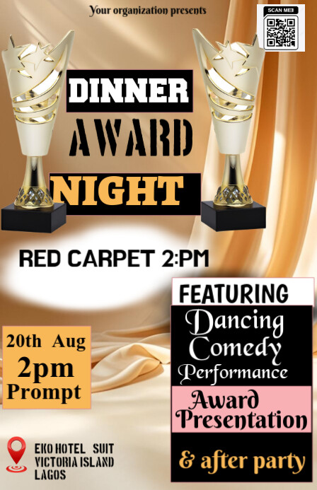 Brown Professional Dinner Award Night Poster Tabloid Template | PosterMyWall