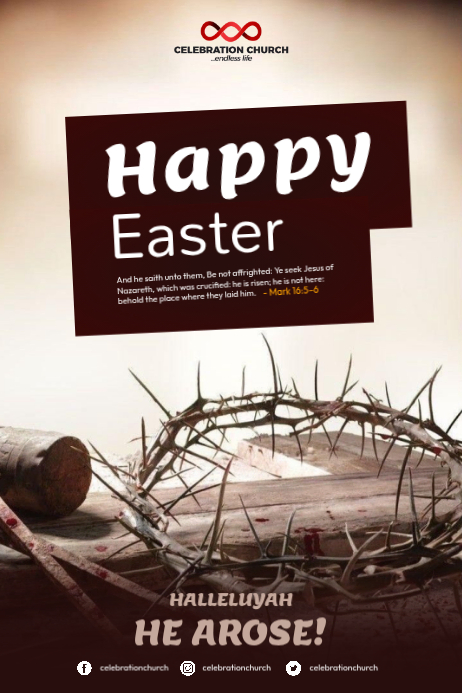 Brown Professional Editable He Is Risen Easter Celebration Poster ...