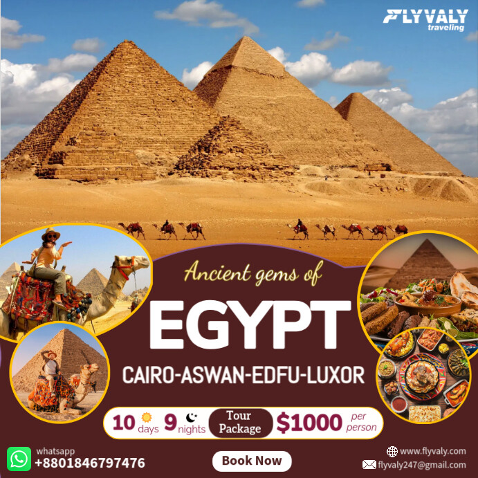 Copy of Brown Professional Egypt Tour Package Ads Design Template ...