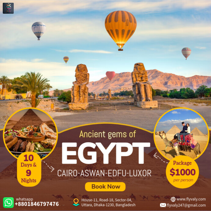 Brown Professional Egypt Tour Package Ads Design Template Instagram ...