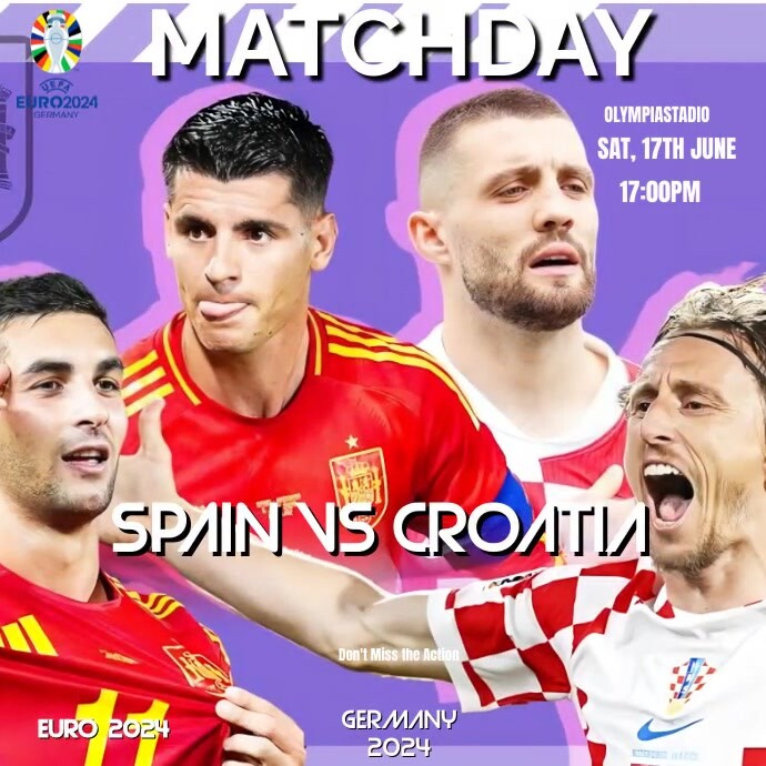Plantilla de Brown Professional Euro 2024 Spain Vs Croatia | PosterMyWall