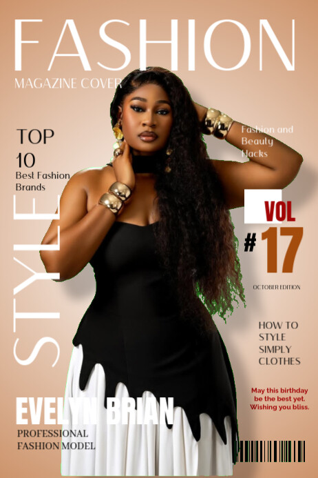Plantilla de Brown Professional Fashion Magazine Model Poster ...