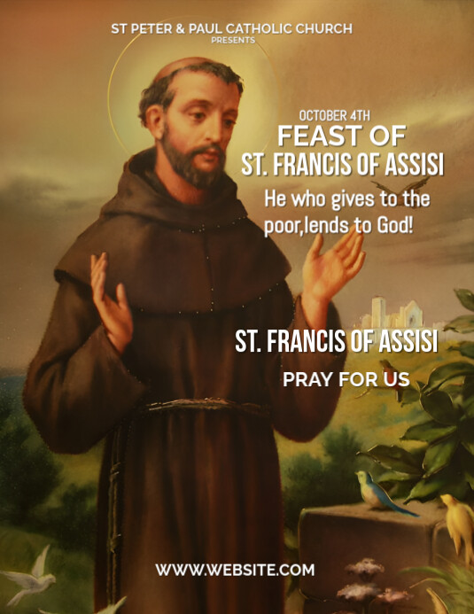 Brown Professional Feast Of St Francis Of Assisi Flyer (us Letter ...