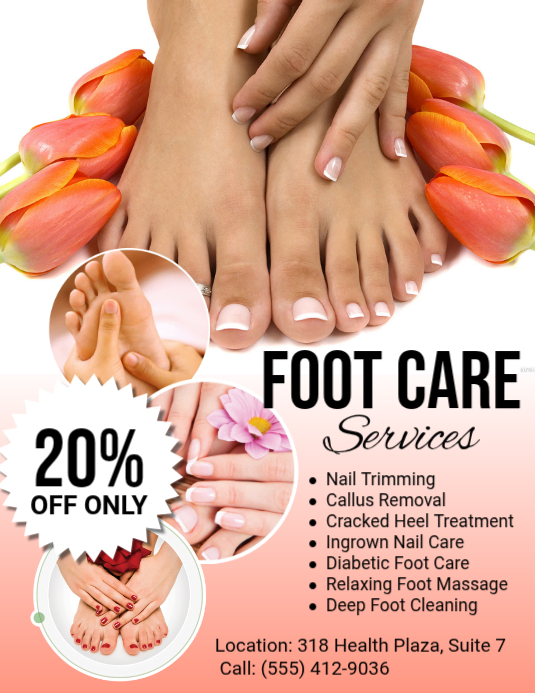 Brown Professional Foot Care Services Flyer Template | PosterMyWall