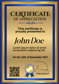 Brown Professional Gold Certificate A4 Template | PosterMyWall