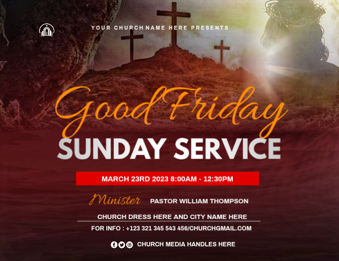 Brown Professional Good Friday Church Service Flyer Template | PosterMyWall