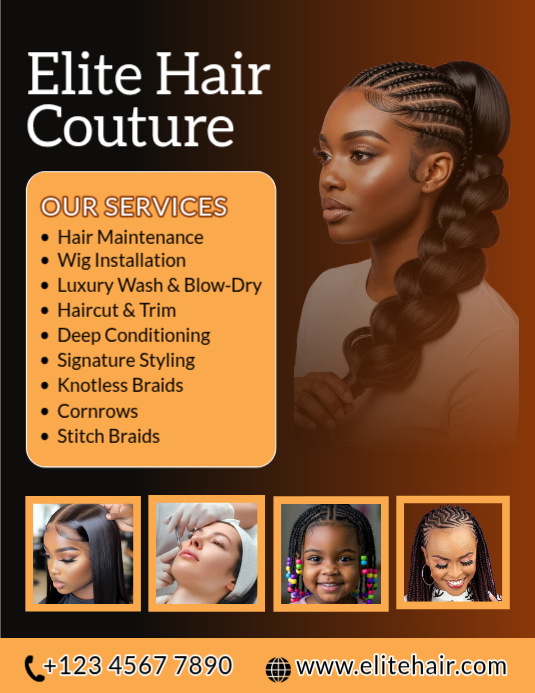Brown professional hair salon services flyer Template | PosterMyWall