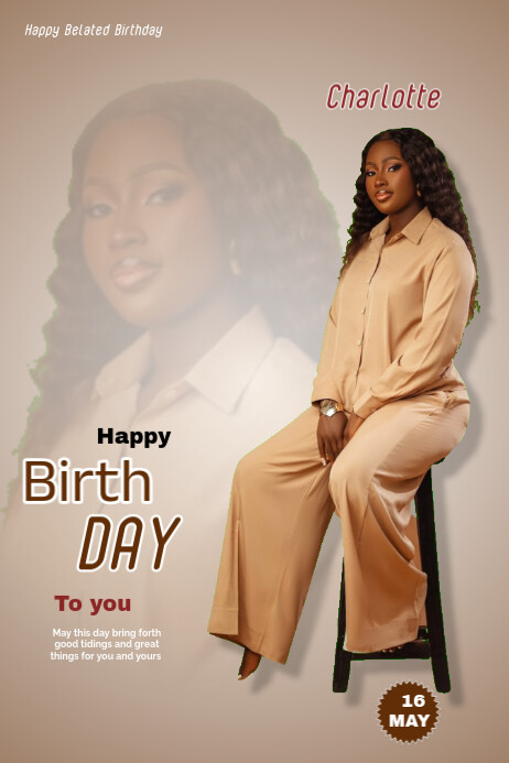Brown Professional Happy Birthday Design Poster Template | PosterMyWall