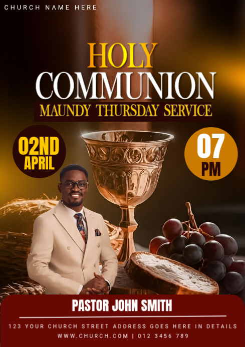 Brown Professional Holy Communion Service A4 Template | PosterMyWall