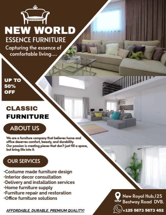 Brown Professional Home Decor Flyer Template Flyer (us Letter ...
