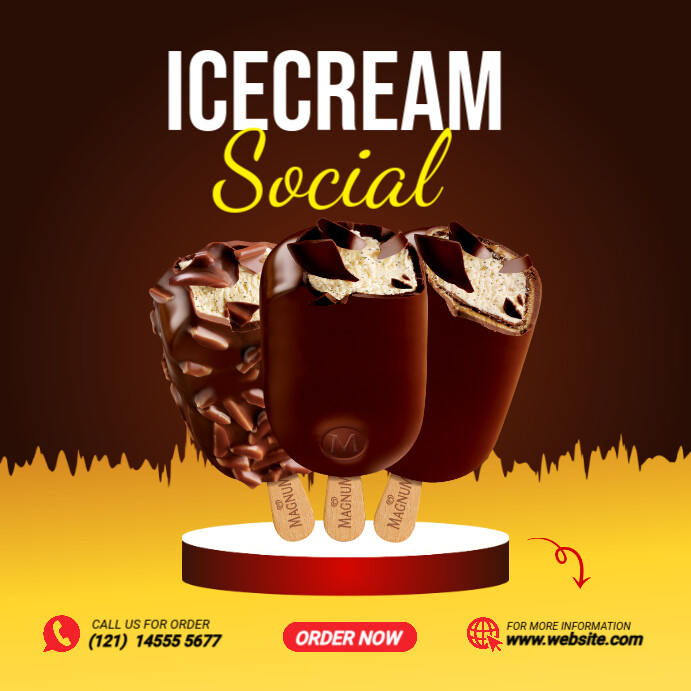 Brown Professional Ice Cream Scoops Instagram Post Template | PosterMyWall