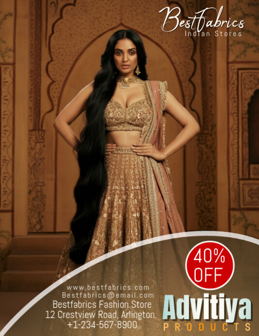 Brown Professional Indian Fabrics Stores Flyer (us Letter) Template ...