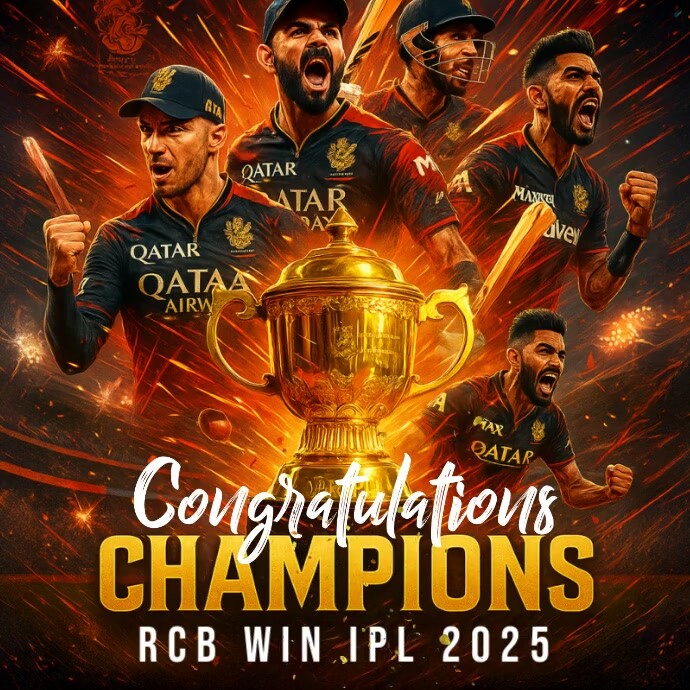 Brown Professional Ipl Champion 2025 Instagram Post Template | PosterMyWall