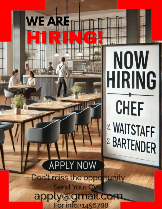 Copy of Brown Professional Job Hiring Restaurant Flyer (us Letter ...