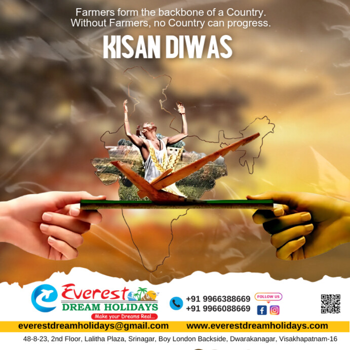 Brown Professional Kisan Diwas Instagram Post Template | PosterMyWall