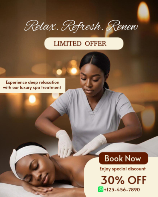 Brown professional luxury spa treatment instagram portrait Template ...