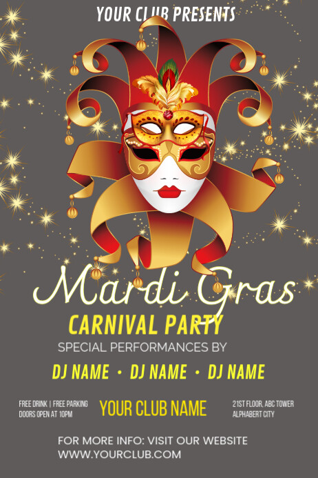 Brown Professional Mardi Gras Poster Template | PosterMyWall