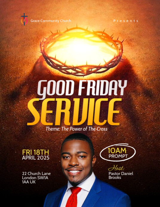 Brown Professional Minimal Good Friday Church Program Template Flyer ...